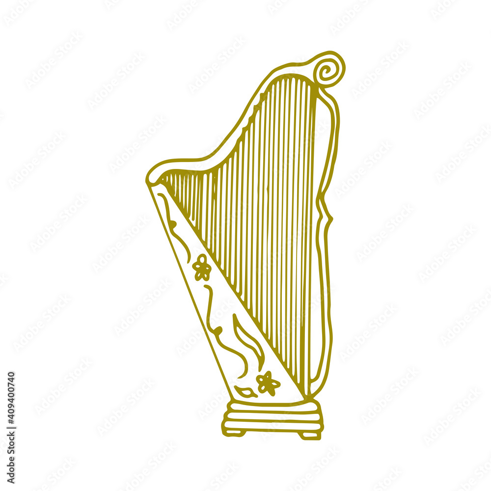 classic harp vector illustration isolated on white background ...