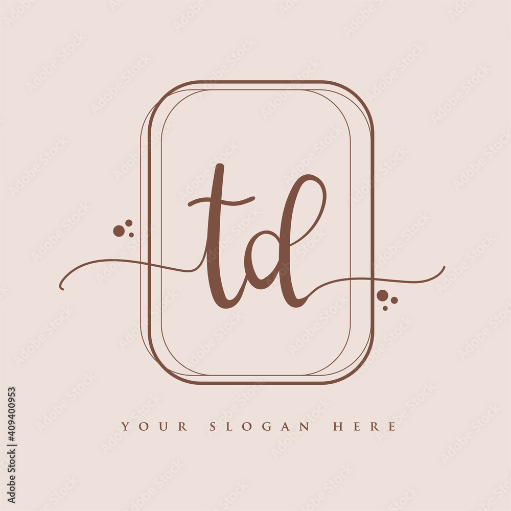 TD Initial handwriting logo. Hand lettering Initials logo branding ...