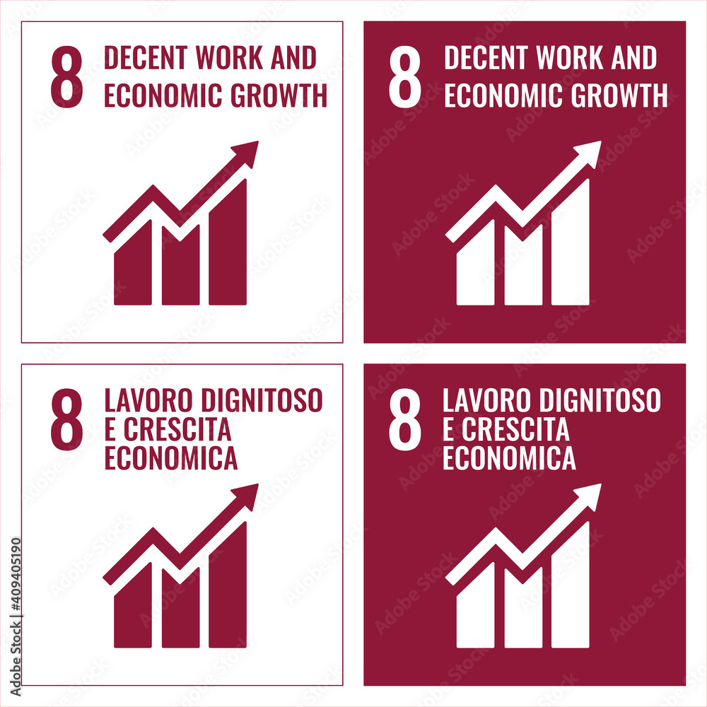 08 decent work and economic growth icon, Corporate social responsibility. Sustainable ...