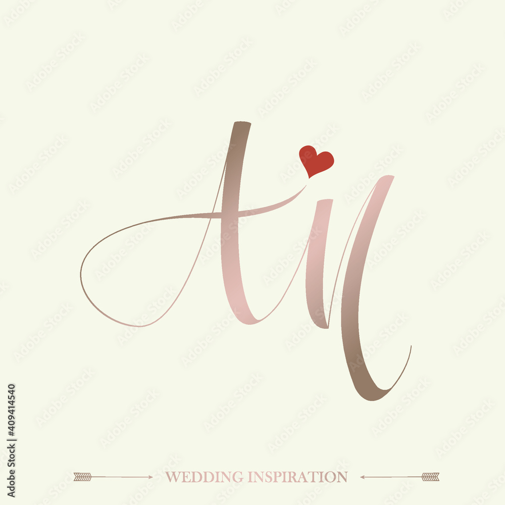 AM monogram logo.Abstract calligraphic signature icon.Letter a and ...