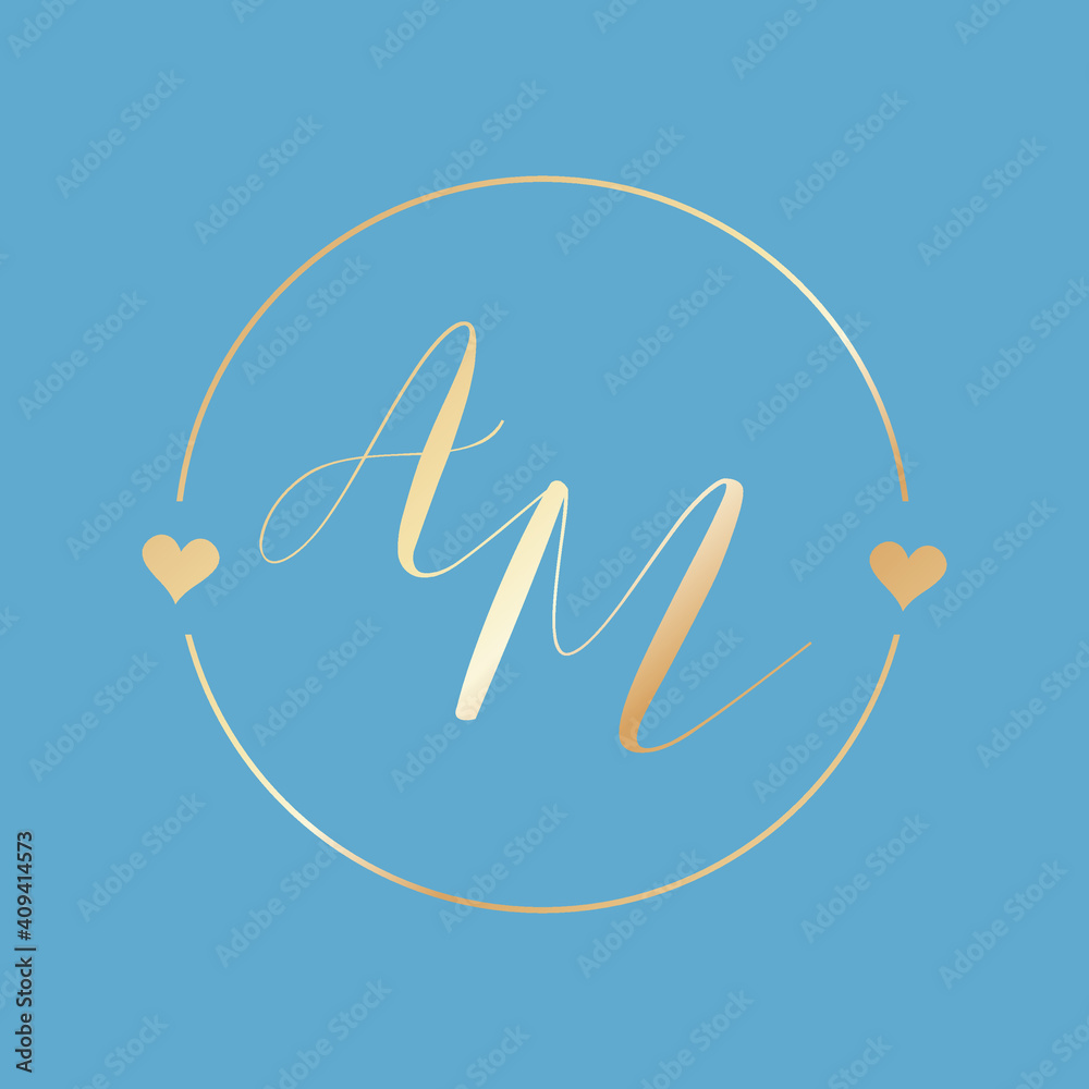 AM monogram logo.Abstract calligraphic signature icon.Letter a and ...