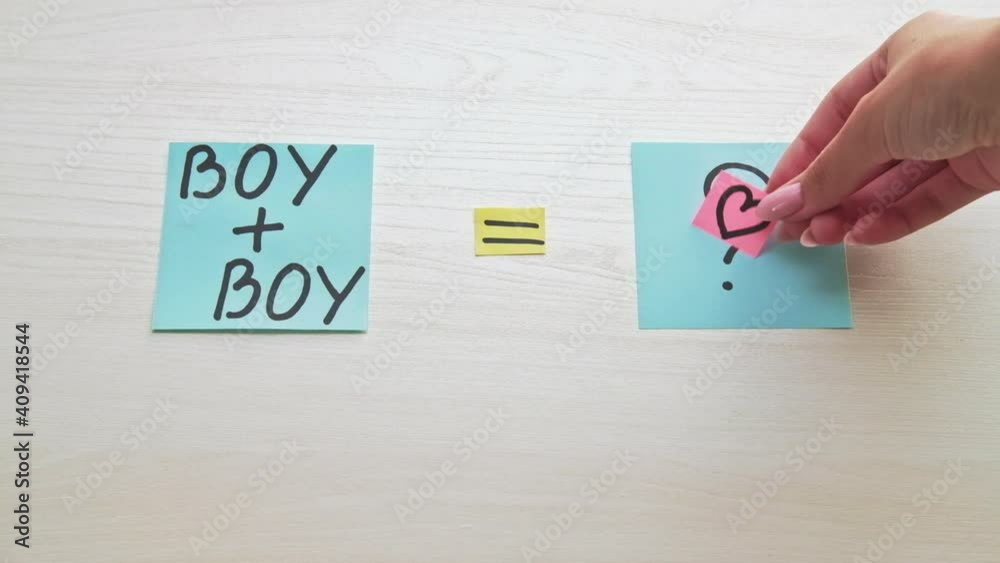 Conceptual gay love. Question mark. Simple equation. Find answer. Note ...