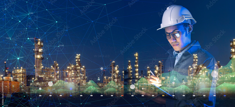 Asian engineer smart industry background, sustainable power energy ...