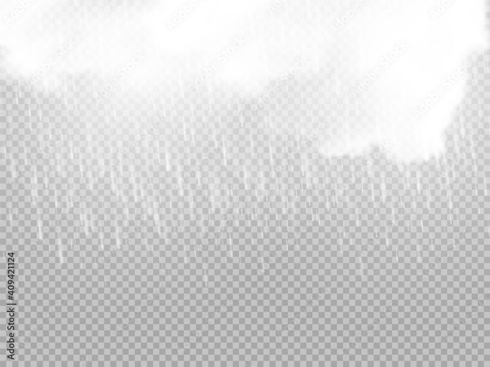 Rain transparent template background. Falling water drops texture ...