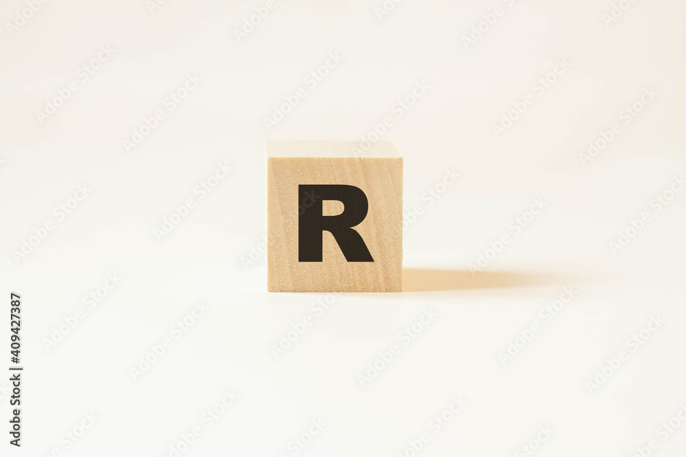 R letter from the english alphabet with a white background on a ...