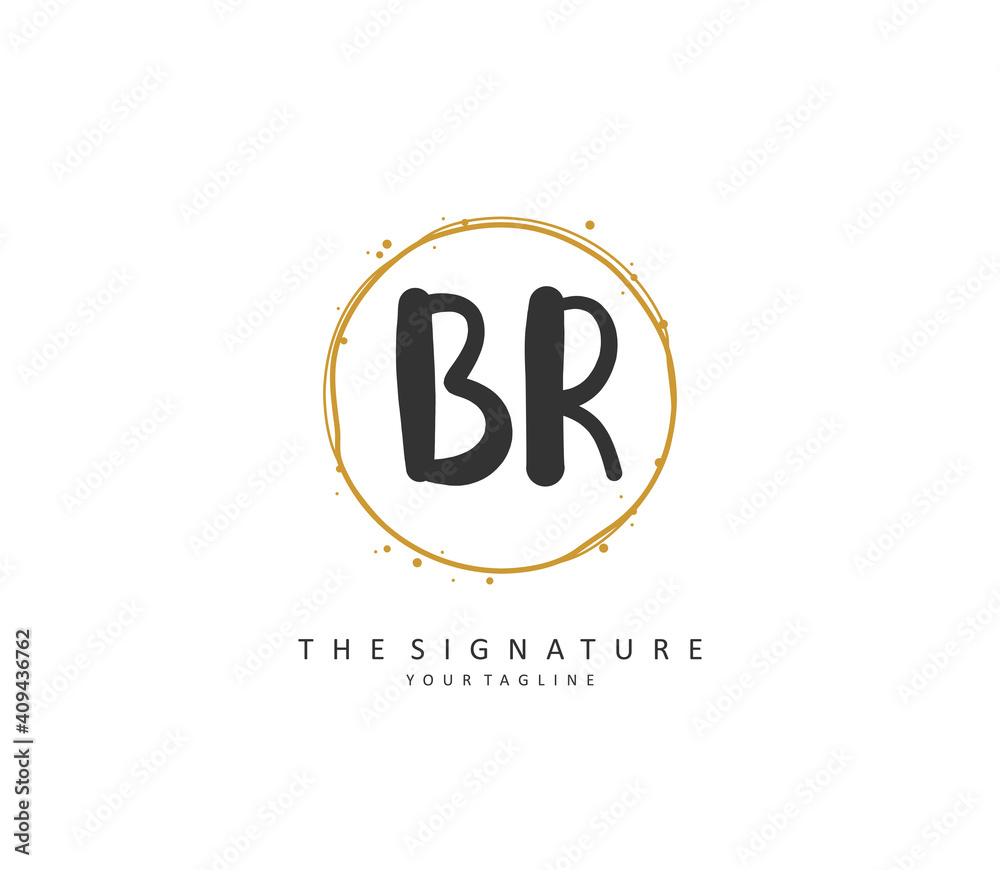 BR Initial letter handwriting and signature logo. A concept handwriting ...