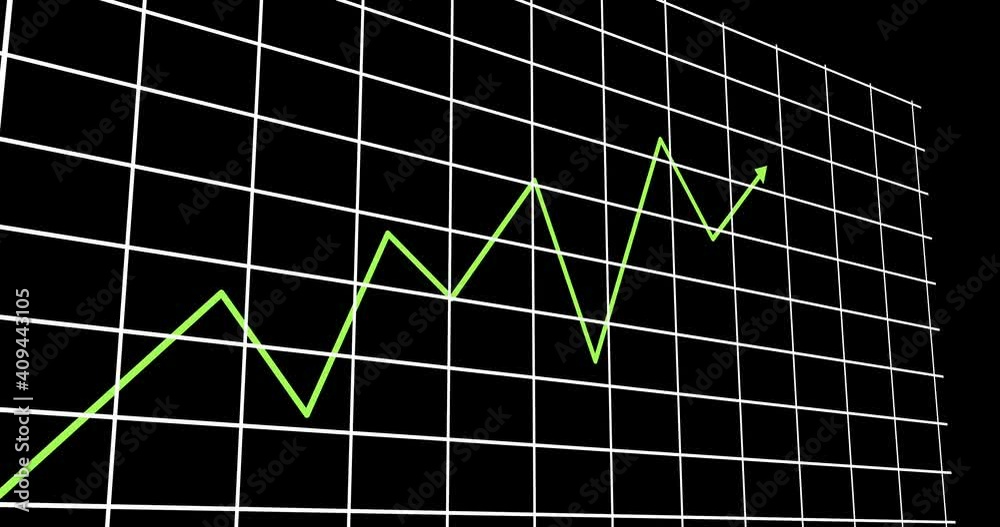 Digital animated graph on timeline with dynamic camera move following ...