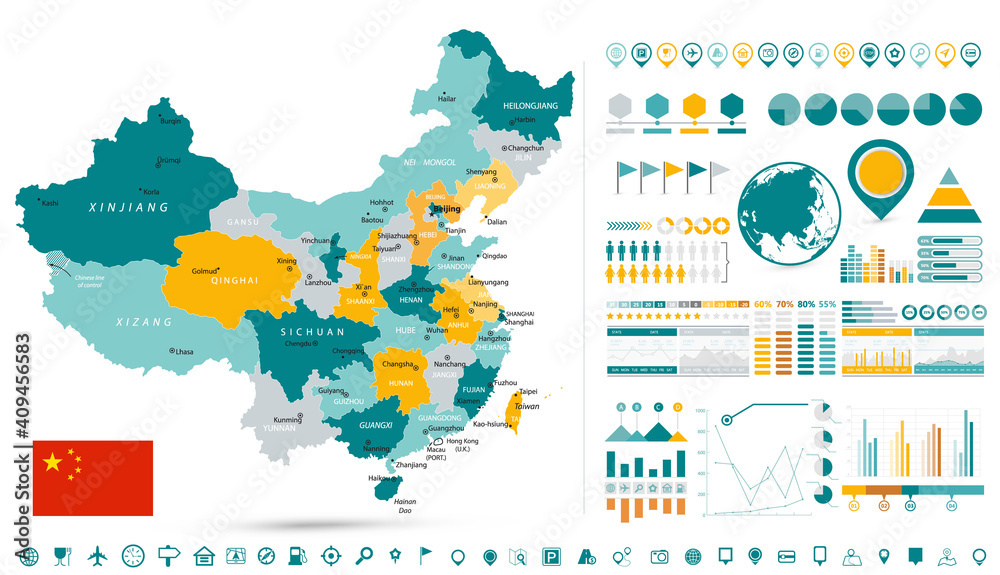 China Map and Infographics elements Stock Vector | Adobe Stock