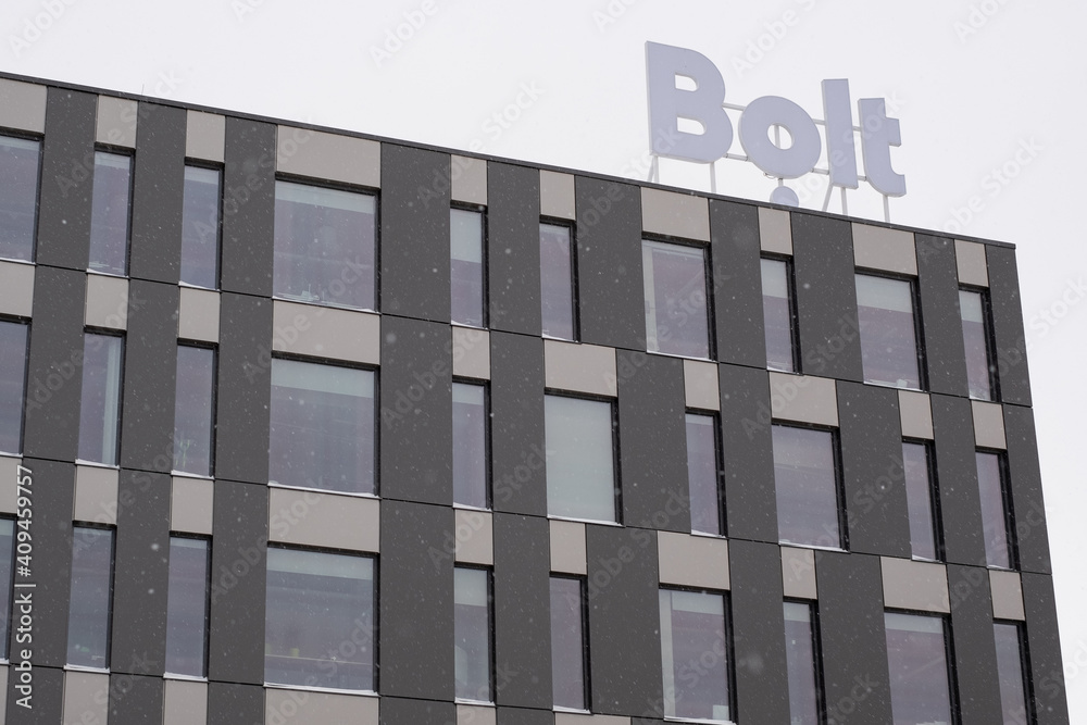 Tallinn, Estonia - 30.01.2021: Bolt logo on Bolt new headquarter ...