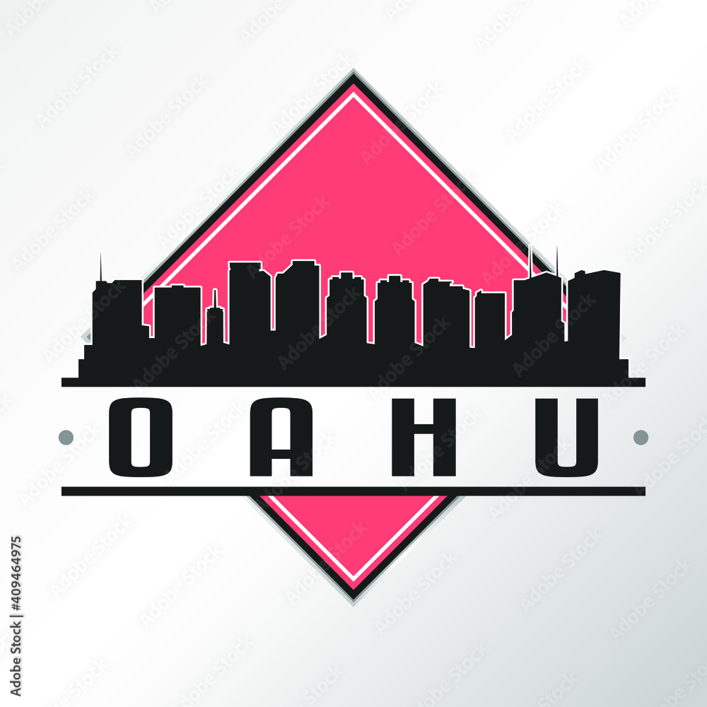 Oahu Hawaii Skyline Logo. Adventure Landscape Design. Vector ...
