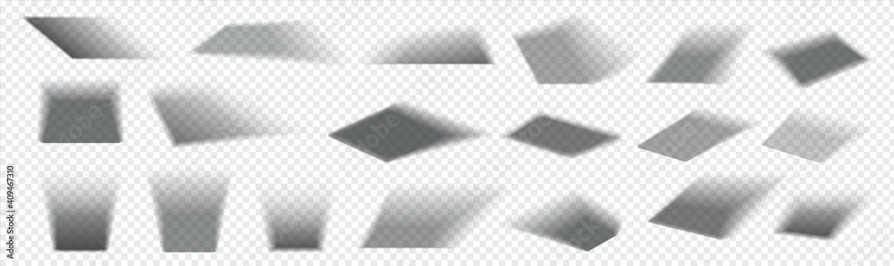 Realistic square shadow. Falling gray shades from rectangular objects ...