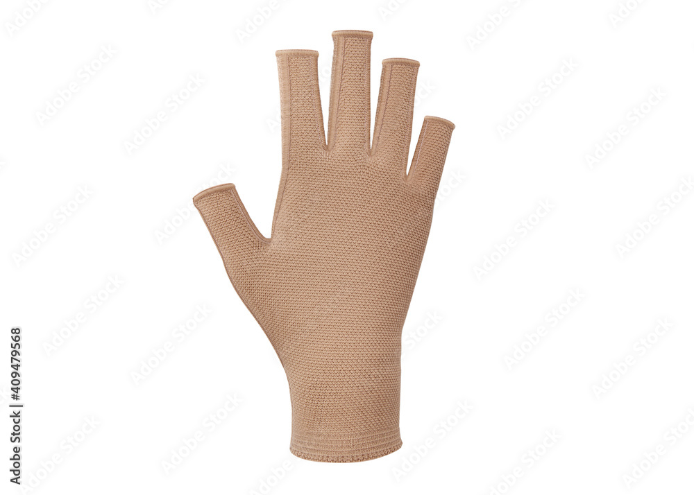 Сompression gloves with open fingers. Compression pressure on the hand ...