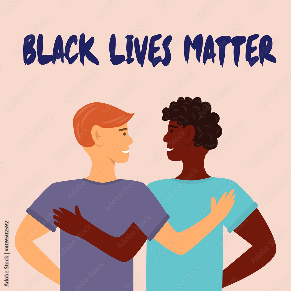 Black Lives Matter. Young African American and white together. The ...