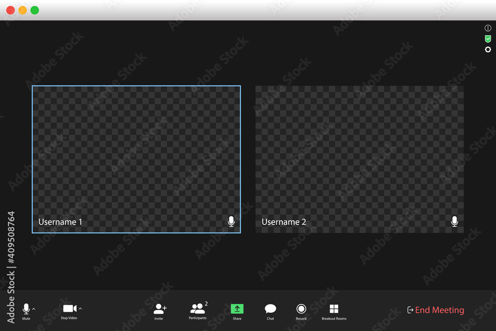 Video conferencing user interface. Video call screen interface template ...