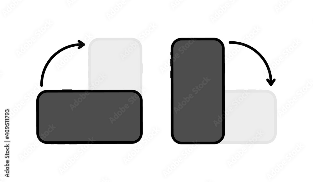 Icons Rotate smartphone. Mobile phone rotation symbols set. Phone ...