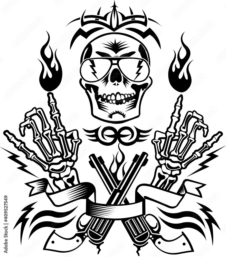 Skull and guns Stock Vector | Adobe Stock
