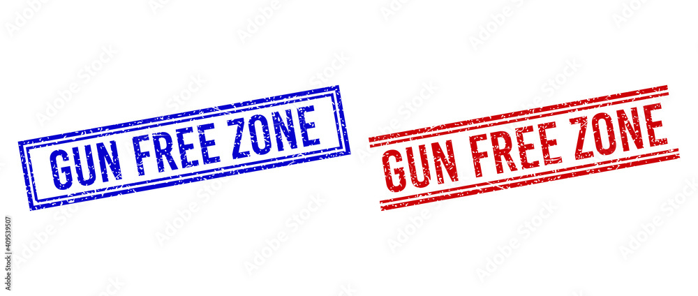 GUN FREE ZONE rubber imprints with distress texture. Vectors designed ...