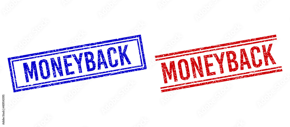 MONEYBACK rubber imitations with grunge effect. Vectors designed with ...