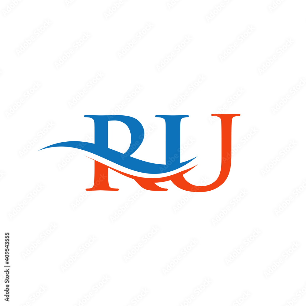 Modern letter RU logo design Vector. Initial linked letter RU logo ...