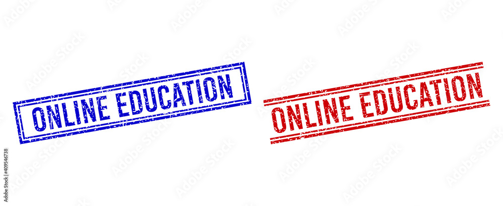 ONLINE EDUCATION stamp imprints with grunge style. Vectors designed ...