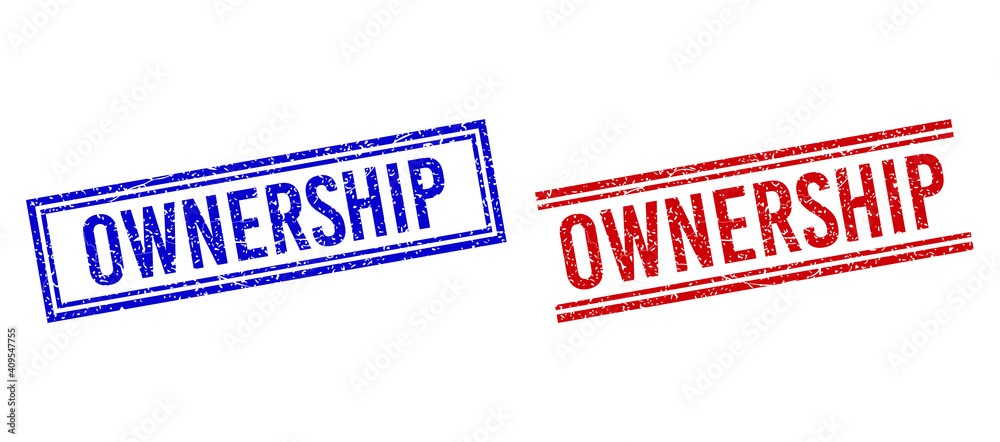 OWNERSHIP rubber imitations with grunge texture. Vectors designed with ...