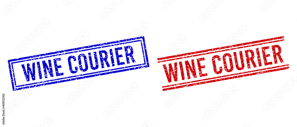 WINE COURIER rubber watermarks with grunge style. Vectors designed with ...