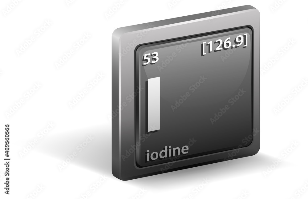 Iodine chemical element. Chemical symbol with atomic number and atomic ...