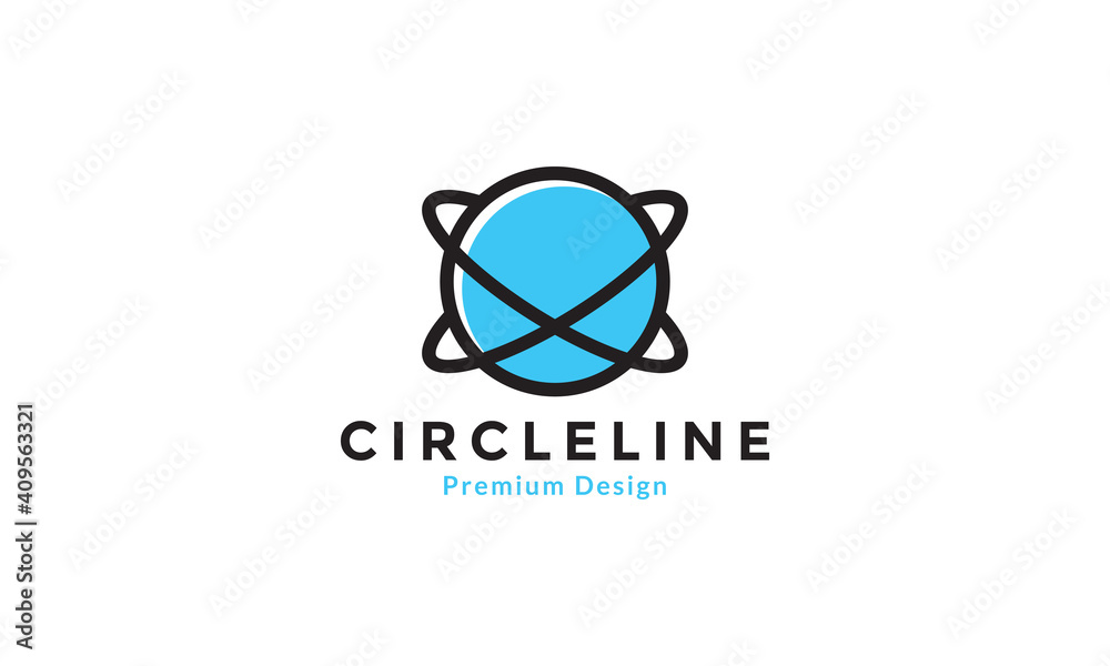 Logo With Three Blue Lines In A Circle