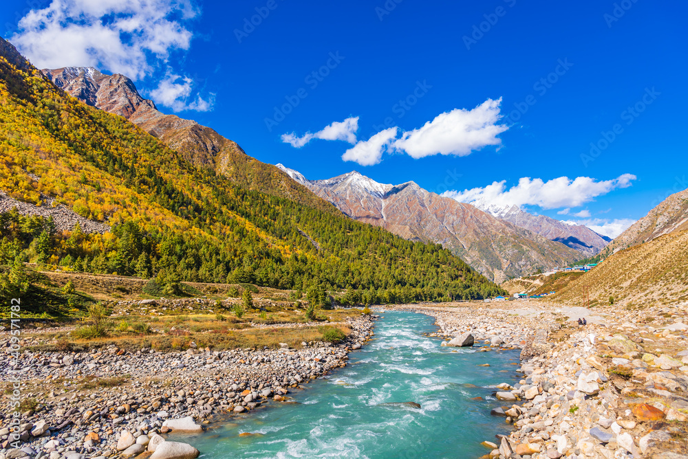 Serene Landscape of Baspa river valley near Chitkul village in Kinnaur ...
