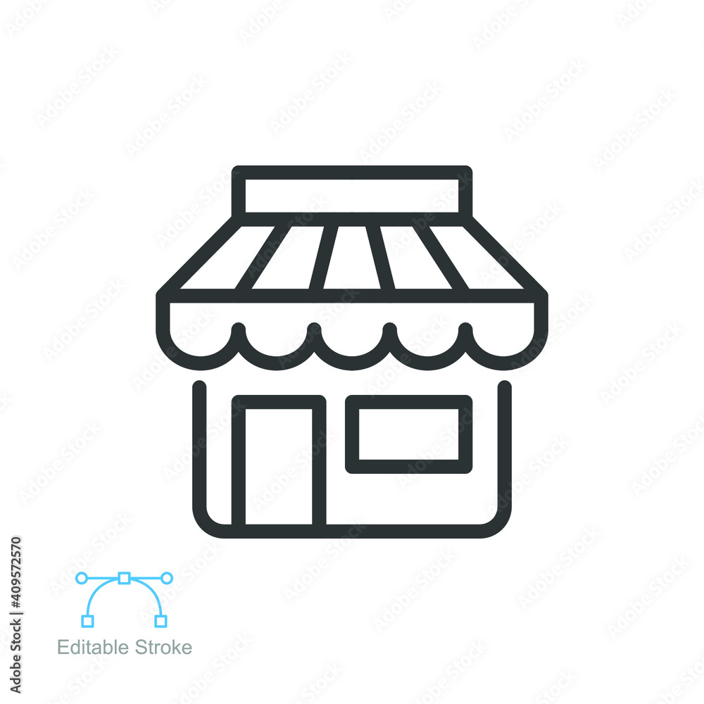 Store line icon. simple Market building, local shop station logo. open ...