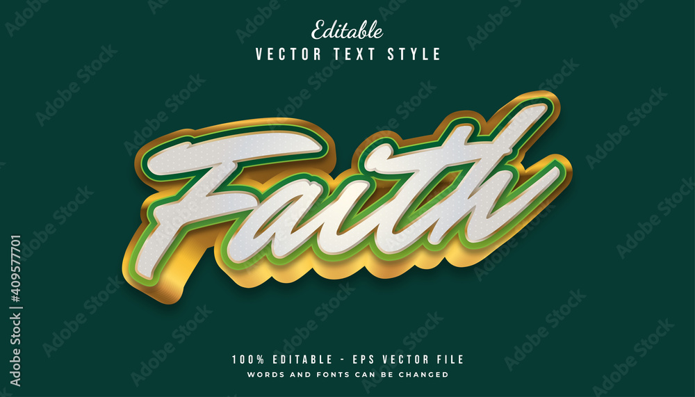 Faith Text Effect in White, Green and Gold Composition. Editable Text ...