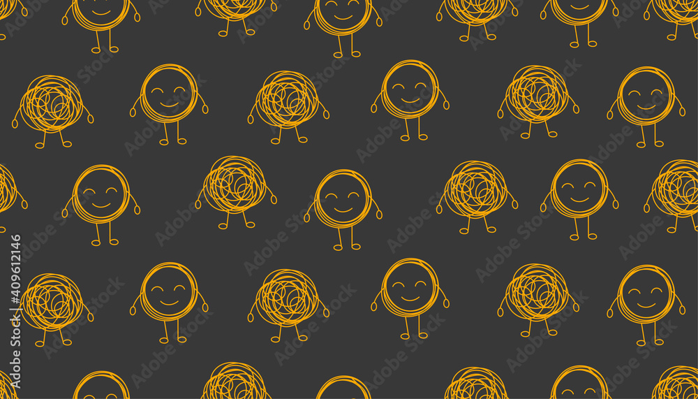Therapy, psychology seamless pattern with doodle characters Stock ...
