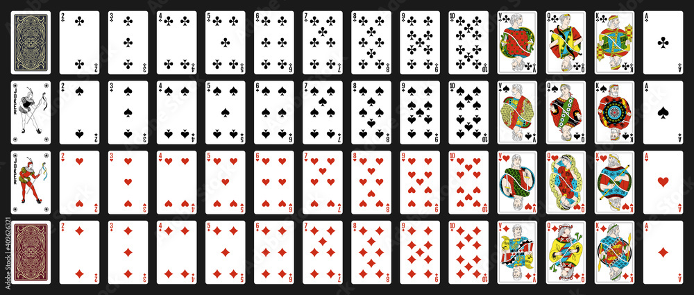 52 Greece playing cards with jokers. Poker set with isolated cards on ...