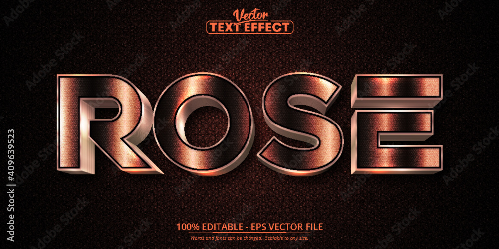 Rose gold text effect, shiny rose gold alphabet style Stock Vector ...