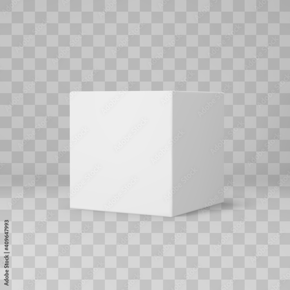 White 3d cube with perspective isolated on transparent background. 3d ...