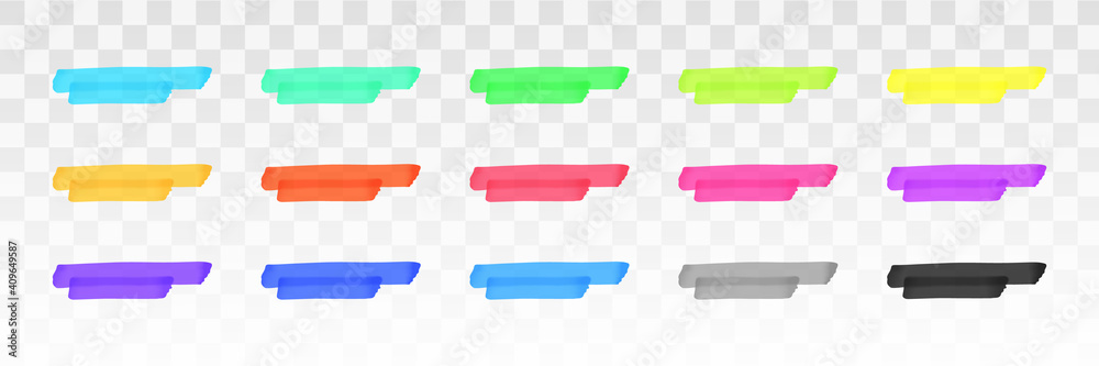 Color highlighter lines set isolated on transparent background. Red ...