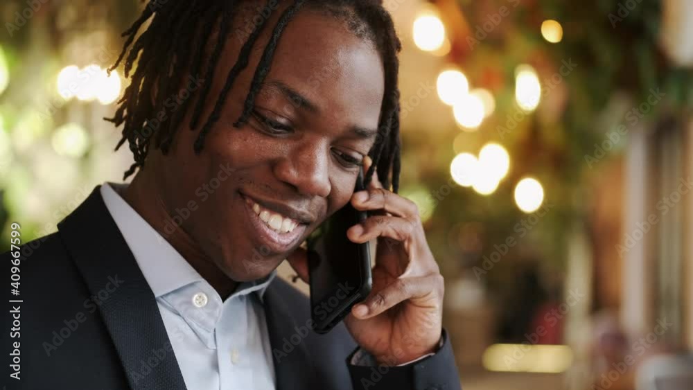 in his work wearing tuxedo businessman business phone talking mobile ...