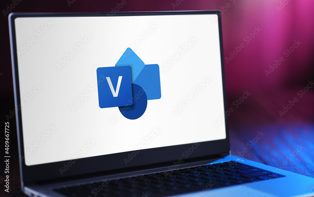 Laptop computer displaying logo of Microsoft Visio Stock Photo | Adobe ...