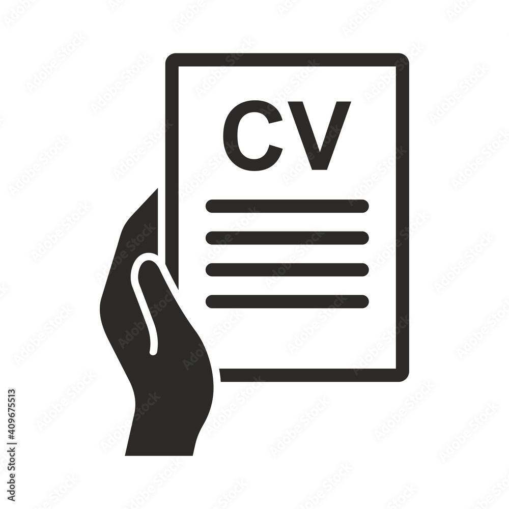 CV icon. Person resume. Applying for a job. Job interview. Vector icon ...