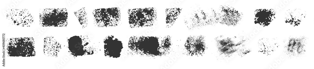 Vector hand drawn set of ink sponge stamp marks, blots, blotches ...