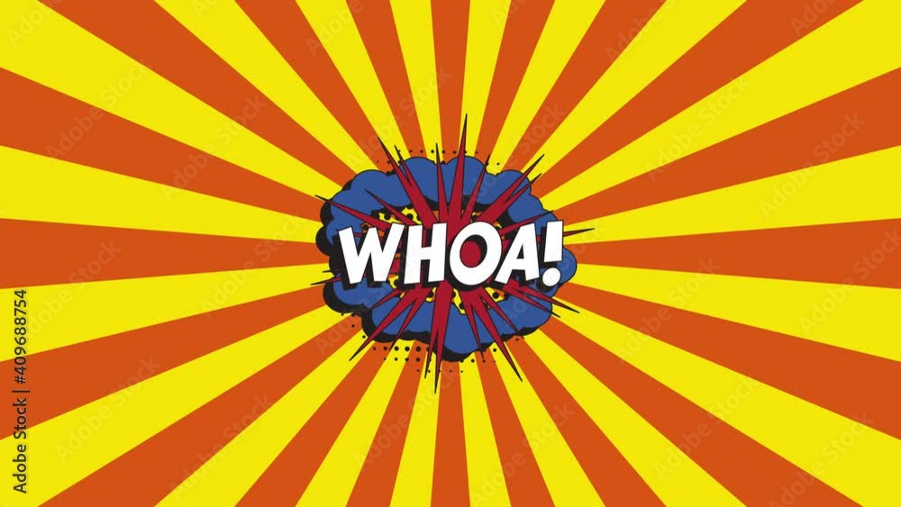Word 'WHOA!' in retro comic speech bubble with halftone dotted shadow ...