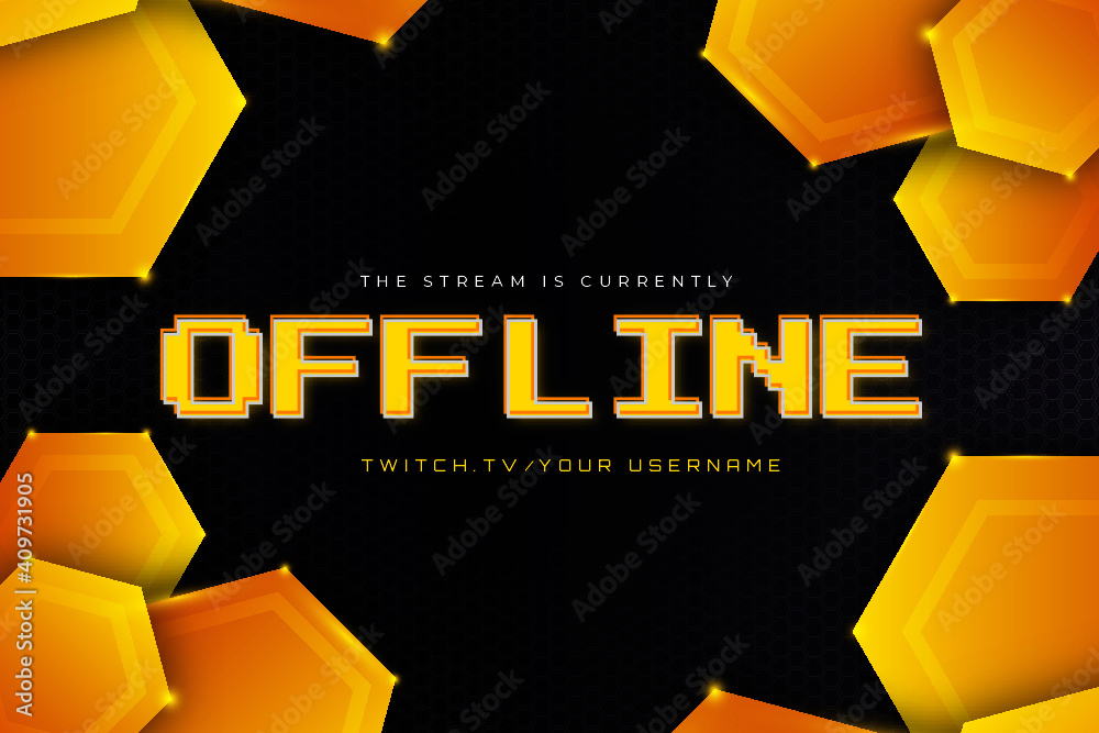 Abstract orange polygon neon light dark offline banner streaming ...