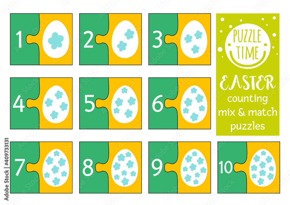 Vector spring Easter mix and match puzzle with traditional holiday ...