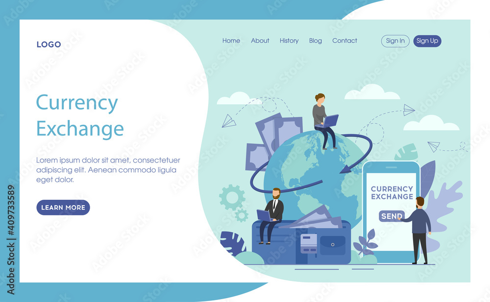 Vector Illustration With Currency Exchange Writing. Website Interface ...