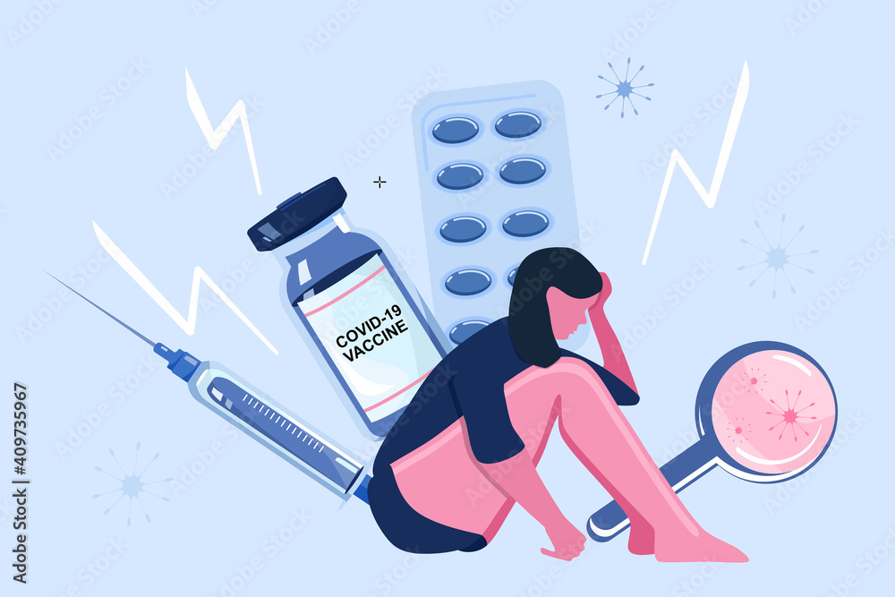 Covid-19 vaccination concept,vial with liquid for injection and syringe ...