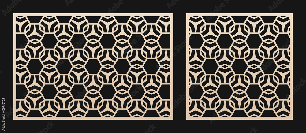 Laser cut panel set. Vector abstract geometric pattern with thin lines ...