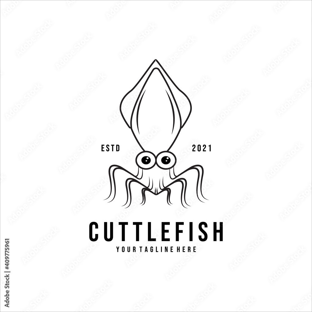 cuttle fish line art minimalist vector logo design Stock Vector | Adobe ...