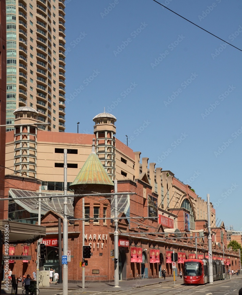 Outside Market City in Hay Street, Haymarket, Sydney, Australia with ...