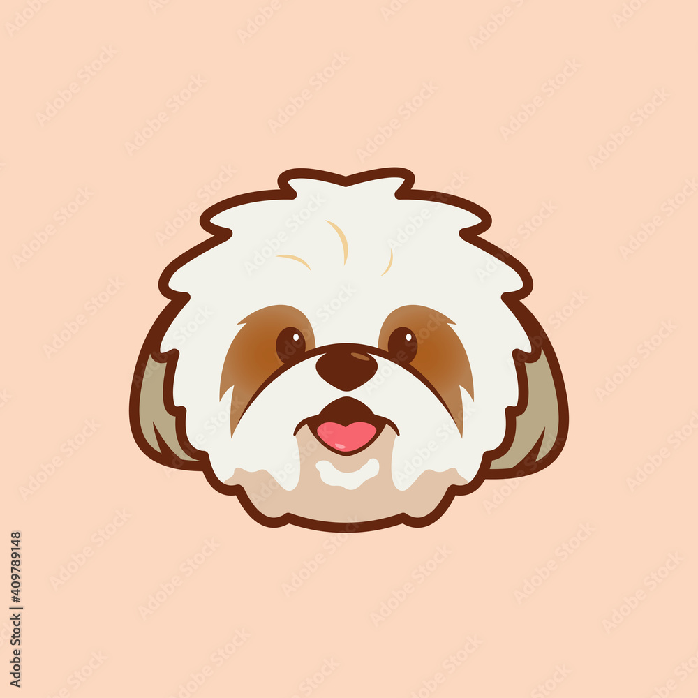 Cartoon illustration of shih tzu cute face. Vector illustration of shih ...