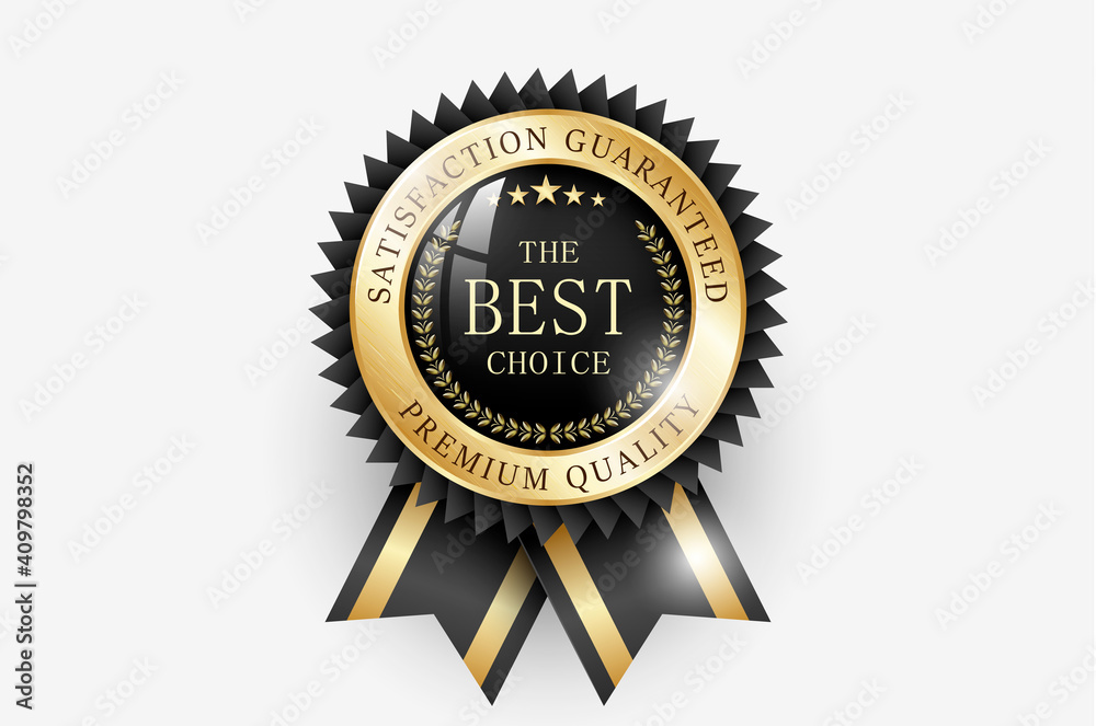 Premium quality / Best choice medal. Realistic golden - black label ...